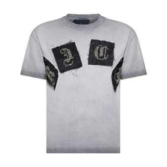 John Richmond Zeitgem&auml;&szlig;es T-Shirt mit ikonischen dekorativen Applikationen - - Tops - Damen - Grau - M