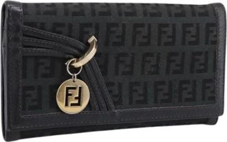 Fendi Portefeuille long en toile Zucchino doccasion - Femme - Pre-owned - Noir - Taille: ONE Size