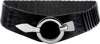 Glamexx24 Elastischer Damen Taillengürtel gürtel 6cm breiter Hüftgürtel mit silberner Ring (Schlange schwarz, Taillenweite 75cm-110cm)