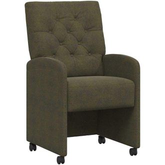 vidaXL Esszimmerst&uuml;hle mit Rollen 2 pcs Armeegr&uuml;n 58 x 67 x 97 cm vidaXL