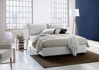 Talamo Italia Doppelbett Antonia, Bettkasten mit Stoffbezug, 100 % Made in Italy, &Ouml;ffnung vorne, geeignet f&uuml;r Matratzen 160 x 200 cm, Wei&szlig;