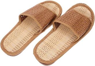 BESPORTBLE Pantoufles D&eacute;t&eacute; En Rotin Tiss&eacute; Naturel, Semelle En, L&eacute;g&egrave;res Et Respirantes, Unisexe, Pour Maison Et Int&eacute;rieur, Taille 44-45