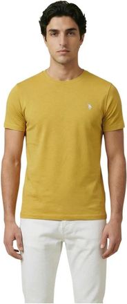 U.S.Polo Association U.s. Polo Assn., Homme, Tops, Jaune, Taille: S T-shirt en coton &agrave; manches courtes et col rond