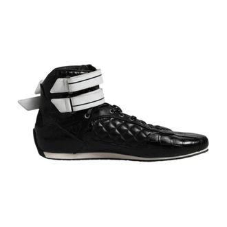 Dolce & Gabbana Luxuri&ouml;se Gesteppte Leder-Sneaker mit Schn&uuml;rung - - Shoes - Herren - Schwarzk - 44 EU