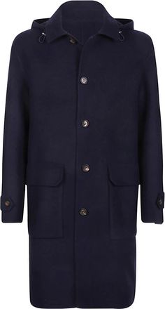 Eleventy Homme, Manteaux, Bleu, Taille: M Manteau &agrave; Capuche en Laine et Cachemire