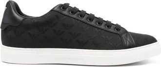 Emporio Armani Homme, Chaussures, Noir, Taille: 42 1/2 EU Baskets en nylon avec aigle jacquard all-over