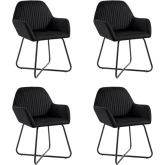 vidaXL Vidaxl - Chaises à manger lot de 4 Noir Velours