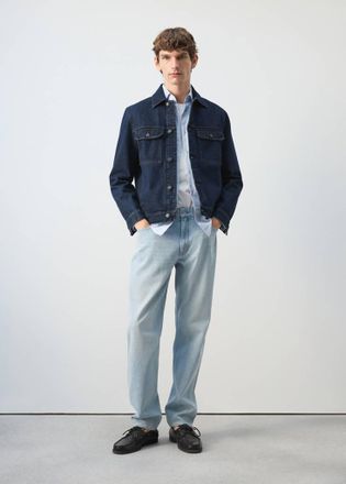 Mango Blouson en jean 100 % coton &agrave; poches bleu - Homme - XXL - MANGO MAN