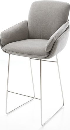 DELIFE Barstuhl Luan-Flex Strukturstoff Soft Grau Kufengestell Edelstahl Silberfarben, Barst&uuml;hle