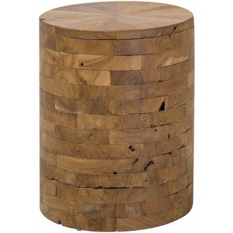 Beliani Beliani - Beistelltisch Braun Teakholz 35 x 45 cm Lackiert Holzplatte Kaffeetisch Multifunktional Zylindrische Form Scandinavien Stil L&auml;ndlich Modern
