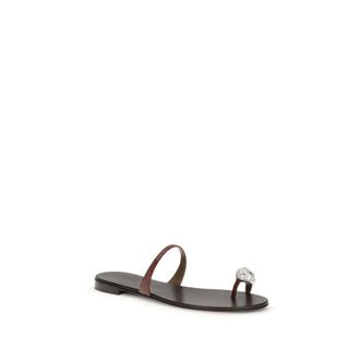 Giuseppe Zanotti Womens Brown Calf Leather Bos Taurus Flat Sandals