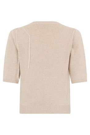 Fabiana Filippi Virgin Wool Short-Sleeve Sweater - Beige