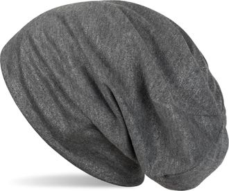 styleBREAKER Damen Beanie Mütze mit All Over Glitzer in Unifarben, Glitzermütze, Leichte Stoffmütze Einfarbig 04024117, Farbe:Dunkelgrau meliert