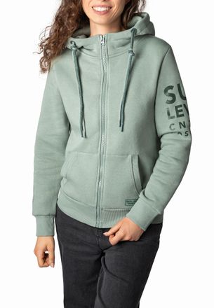 Sublevel Damen Sweathoodie Kapuzenpullover Sweatjacke mit Prints und Kapuze Middle-Green XXL