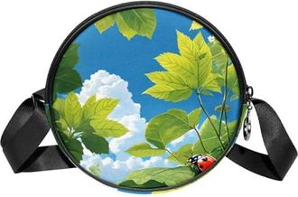 Generic Sac &agrave; bandouli&egrave;re circulaire pour femme, petit sac &agrave; bandouli&egrave;re mignon coccinelle avec fermeture &eacute;clair, bretelles r&eacute;glables, sac &agrave; main rond d&eacute;contr