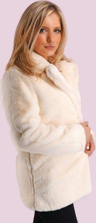 Passioni Winterjacke Mittellange Kunstfelljacke mit Kragen Reverskragen