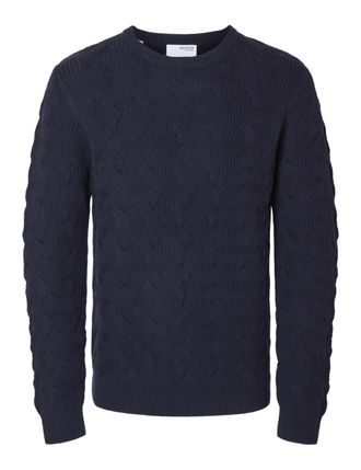 Selected Selected Homme Male Pullover mit Rundhalsausschnitt Zopfstrick