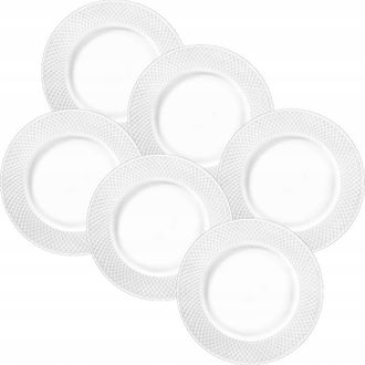 Wilmax England Wilmax - Teller mit Reliefmuster - 6 St&uuml;ck - &Oslash; 18cm - Wei&szlig;er Essteller aus Porzellan - Speiseteller - Sp&uuml;lmaschinenfest - Fr&uuml;hst&uuml;cksteller - Kuchentel
