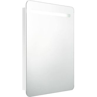 vidaXL LED-Spiegelschrank f&uuml;rs Bad Gl&auml;nzend Wei&szlig; 60x11x80 cm - Vidaxl