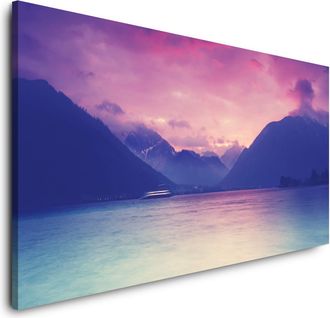 Paul Sinus Art Sonnenuntergang 120x 60cm Panorama Leinwand Bild XXL Format Wandbilder Wohnzimmer Wohnung Deko Kunstdrucke