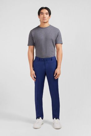 Eden Park Pantalon Slim Bleu En Laine &Agrave; Plis Cass&eacute;s