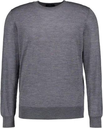 Hackett Herren Pullover grau Merinowolle unifarben