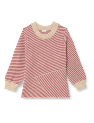 Kaffe Curve Kaffe Curve Womens Plus-Size Striped Crew Neck Casual Fit Long Sleeves Pullover, Feather Gray Mel. / Rosa, 3XL