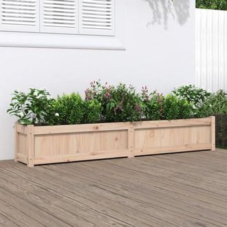 Festnight Jardini&egrave;re en Bois pour Ext&eacute;rieur - Bac &agrave; Fleur Carr&eacute; Potager Sur&eacute;lev&eacute; pour Cultiver Fleurs Herbes Plantes - Pin Naturel - 180x31x31 cm
