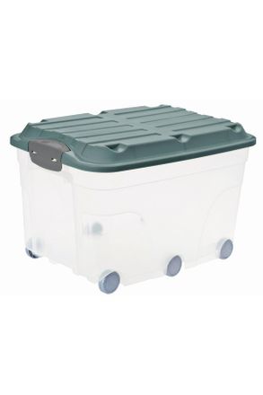 Rotho BOX Roller 6, Gr&uuml;n, Transparent, Kunststoff, 40x37x59.5 cm, Reach, DIN EN ISO 14001, DIN EN ISO 9001, Rollen, Tragegriff, Deckel abnehmbar, stapelbar,