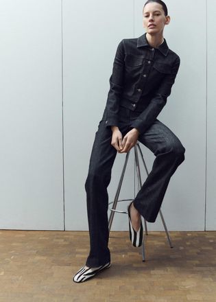 Mango Chaussure en cuir et effet fourrure avec bride noir - Femme - 36 - MANGO