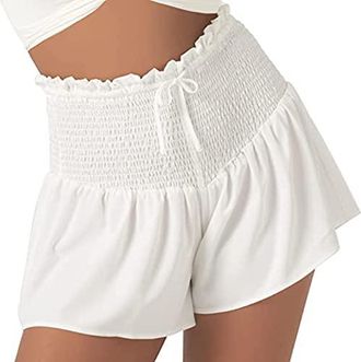 Generic Pantalon Patte DElephant Femme Annee 70 Fesse Shorts décontractés pour Femmes Sports dété Sangle de Taille élastique Shorts de Sport Taille Haute de P