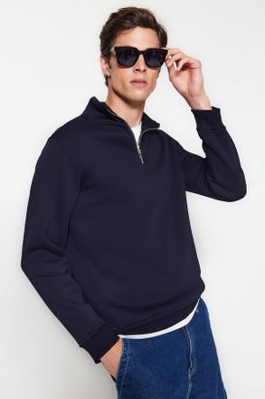Trendyol MAN Herren Dunkelblau Animal-Print Lang Regular Fit Sweatshirts