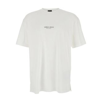 Giorgio Armani Jersey Fluido Logo Piccolo - - Tops - Herren - Wei&szlig; - M