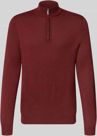 Christian Berg Slim Fit Strickpullover aus Woll-Mix mit Troyer-Kragen