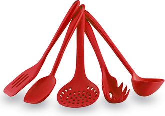 Kochblume Küchenhelfer Set, 5-teilig, Flexwender, Saucenlöffel, Schaumlöffel, Pastalöffel, Schöpflöffel | Premium Premium-Silikon & BPA freimit Edelstahlkern (r