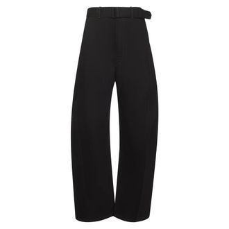 Christophe Lemaire Schwarze Baumwollhose mit G&uuml;rtel - - Trousers - Damen - Schwarzk - S