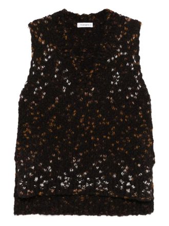 KANGRA haut à col v - Marron