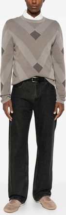 Emporio Armani Geometric-Patterned Cotton Sweater - Beige