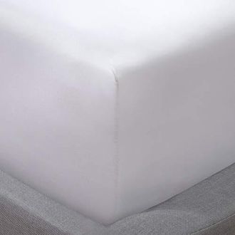 Sleepdown Spannbetttuch, weich, einfarbig, Thermo, warm, kuschelig, Bettwäsche, Super-Kingsize-Weiß, Polyester Mikrofaser