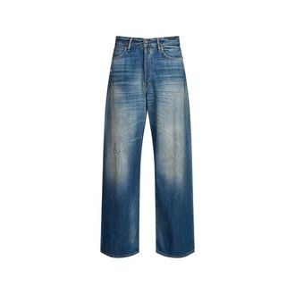 Acne Studios Jean tachet&eacute; en coton et cuir