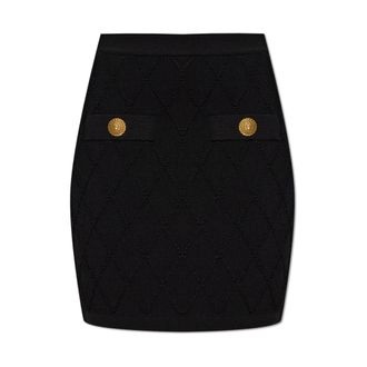 Balmain Kurzer Rock mit Ziertaschen - - Skirts - Damen - Schwarzk - XS