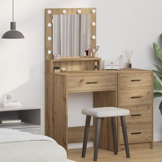 vidaXL Vidaxl - Schminktisch Eiche handwerklich 79 x 41 x 135 cm Holzwerkstoff