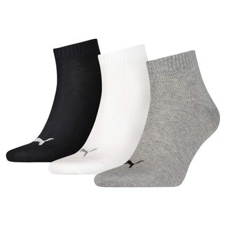 Puma Plain 3P Quarter Socke, Mehrfarbig (Grey/White/Black), 43-46, 3er Pack