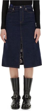 Burberry Japanischer Jeans-Midi-Rock mit Schlitz vorne - - Skirts - Damen - Blau - 2XS