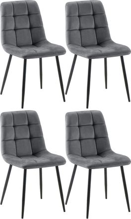 Clp Esszimmerstühle 4er Set Samt Asti, Bequeme Küchenstühle gepolstert, Polsterstühle Esszimmer mit Rückenlehne, bis 150 kg belastbar, Farbe:dunkelgrau
