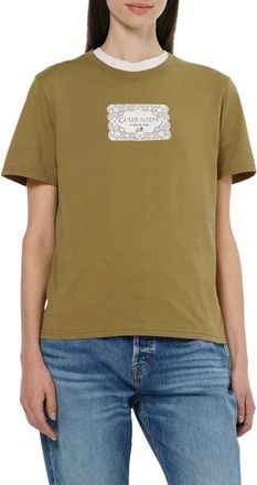 Scotch & Soda Damen T-Shirt Chest Artwork Regular T-Shirt, Washed Military,XS