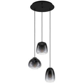 Eglo [GEBRAUCHT] B-Ware Eglo H&auml;ngeleuchte H&auml;ngelampe Lampe Leuchte Aguilares Rauchglas 3 Flammig Ronde