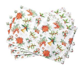 Maison d'Hermine Chromo Lot de 4 Sets de Table 100% Coton pour Table &agrave; Manger, Cuisine, Mariage, Usage Quotidien, d&icirc;ners, f&ecirc;tes de Thanksgiving, No&euml;l (33cm x 48cm)