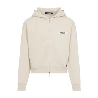Jacquemus Beiger Baumwollhoodie mit Rei&szlig;verschluss - - Sweatshirts & Hoodies - Herren - Beige - XL