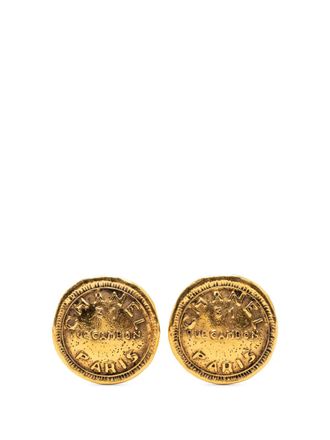 Chanel 1970-1980 Gold Plated 31 Rue Cambon Round Clip On Earrings costume earrings - Or